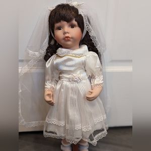 Toys | Brunette Communion Porcelain Doll | Poshmark